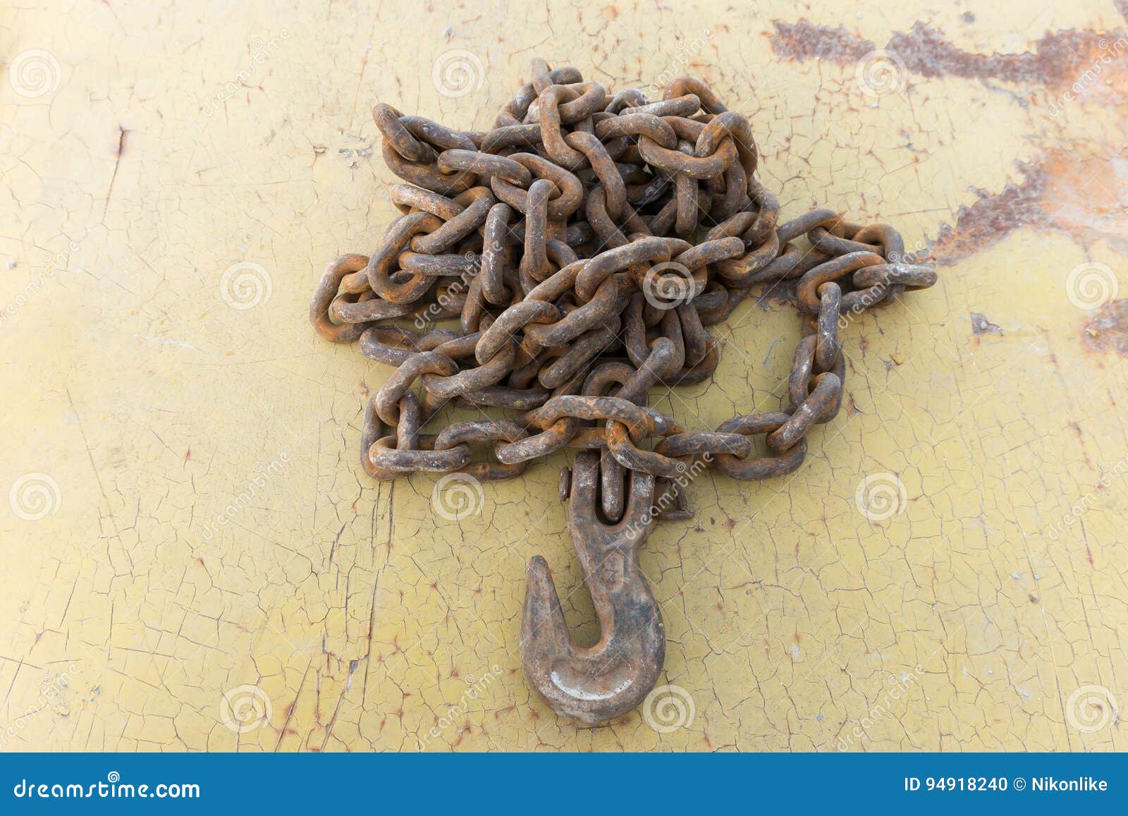 Old iron rusty chain. stock photo. Image of metal, closeup - 94918240