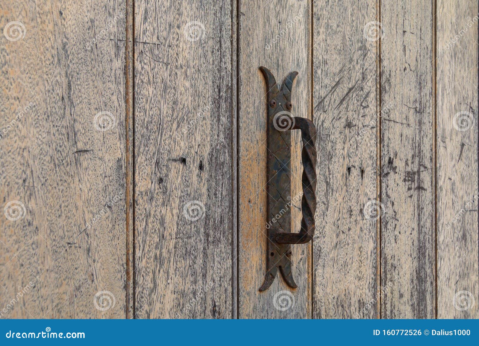 Old Iron Rusty Handle on Wooden Doors Stock Photo - Image of dirty ...