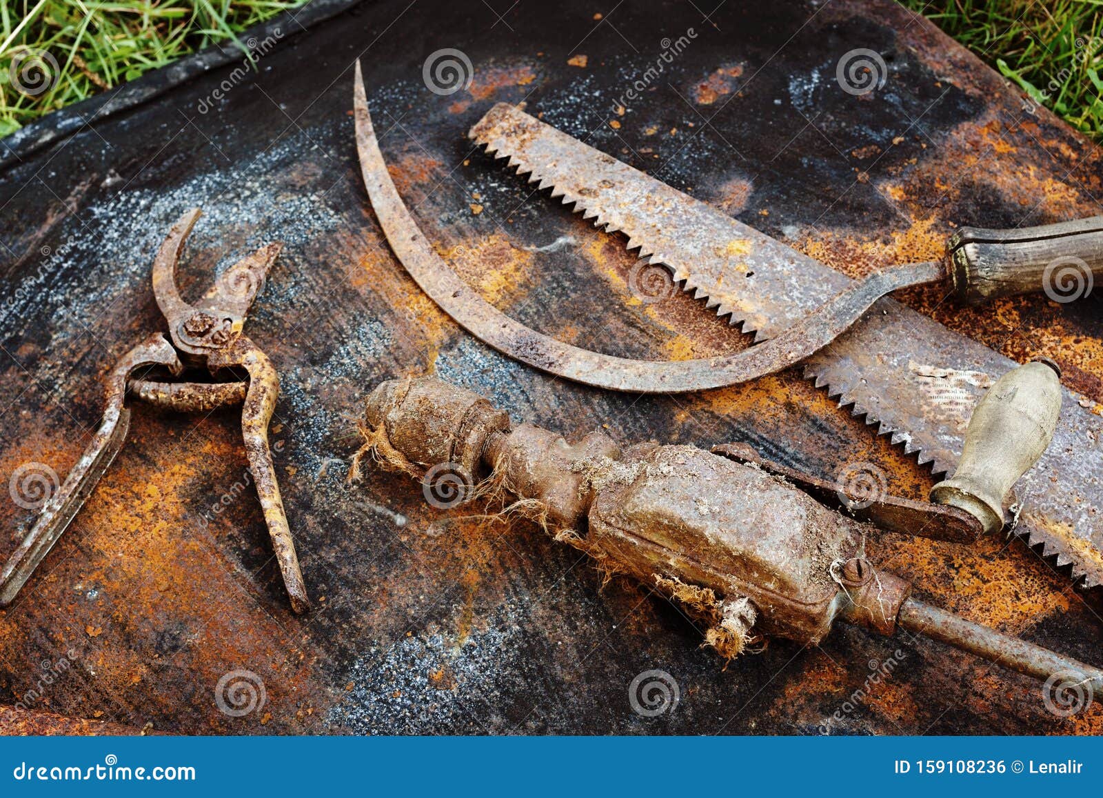 Rusty Tools on the Rusty Sheet Stock Photo - Image of rusty, pruner ...