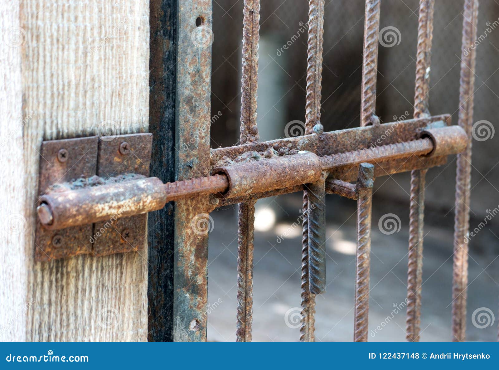 Old iron sliding lock stock photo. Image of handle, front - 122437148