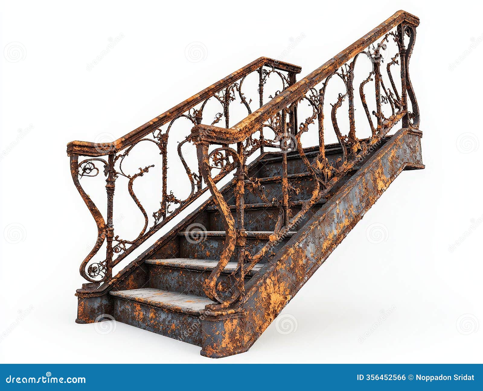 Old Iron Staircase with Wrought Iron Railing in a Historic Building ...