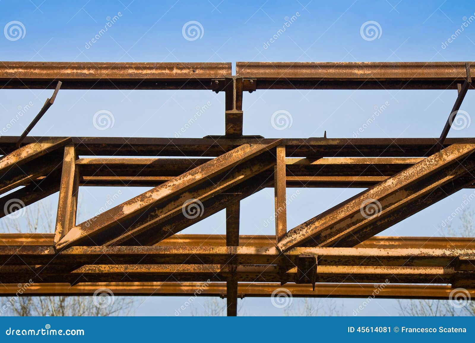 Old Iron Structure on Blue Background Stock Image - Image of loom, time ...