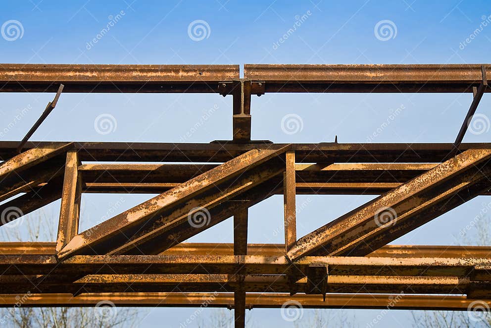 Old Iron Structure on Blue Background Stock Image - Image of loom, time ...