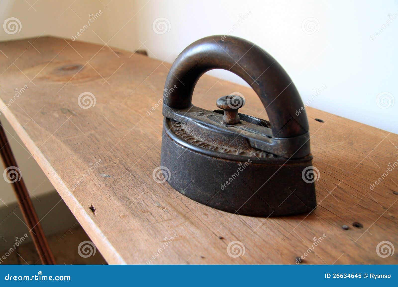 Old iron on table stock image. Image of design, metal - 26634645