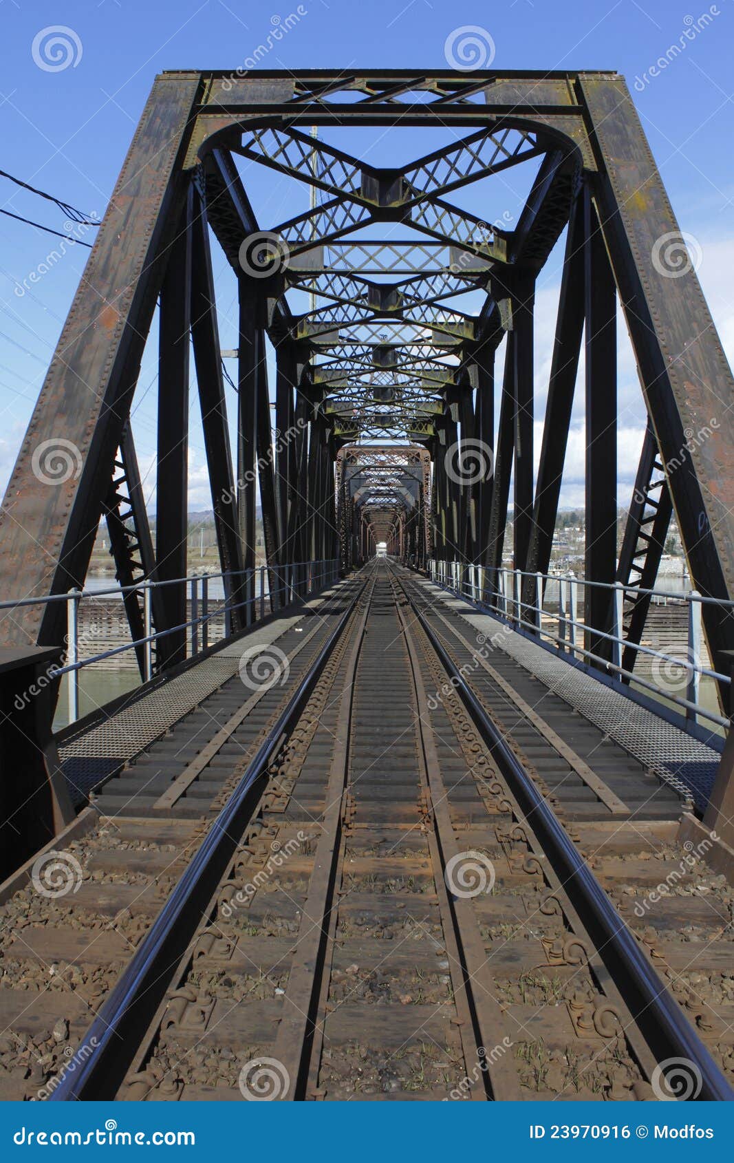 Old Iron Train Bridge stock photo. Image of long, river - 23970916