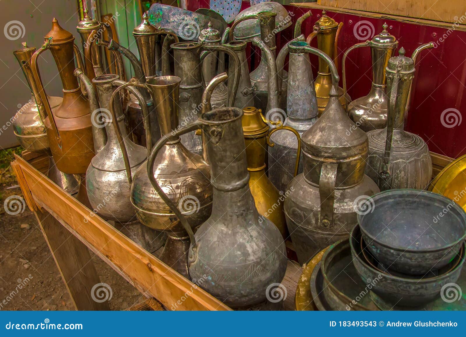Old Iron Utensils. Old Metal Jugs Stock Image - Image of utensil ...
