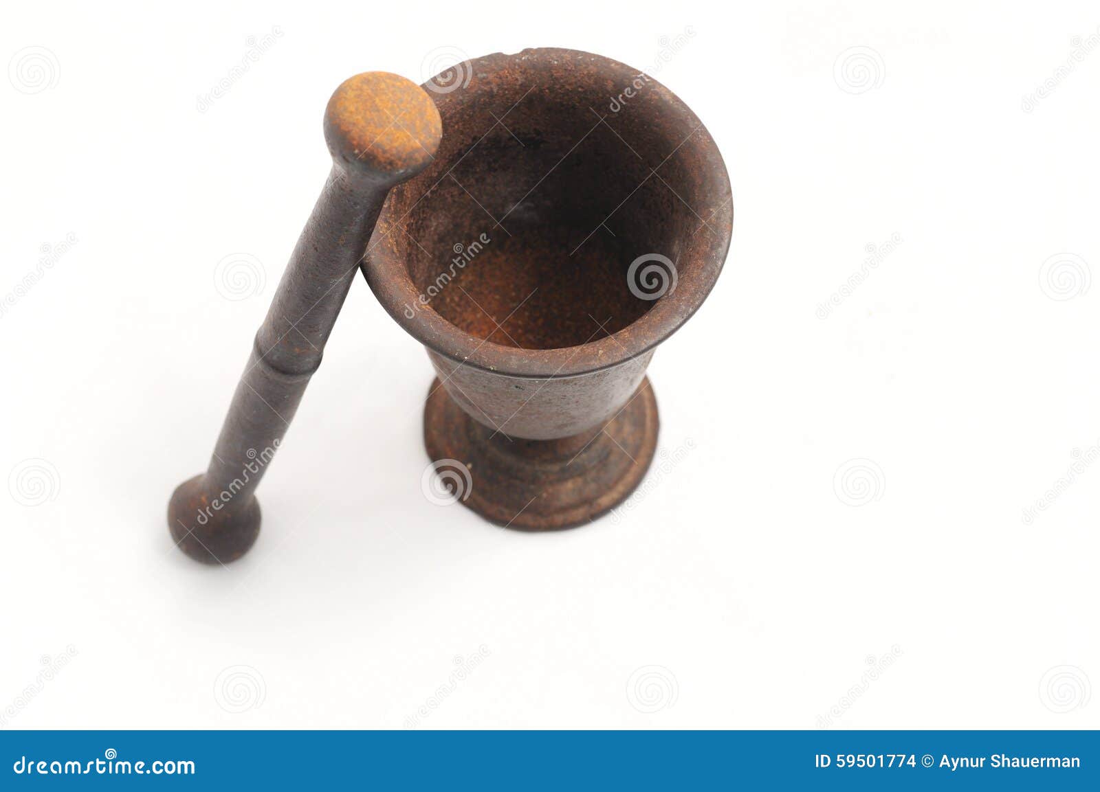 Old Iron Vintage Mortar Isolated Stock Photo - Image of grinding ...
