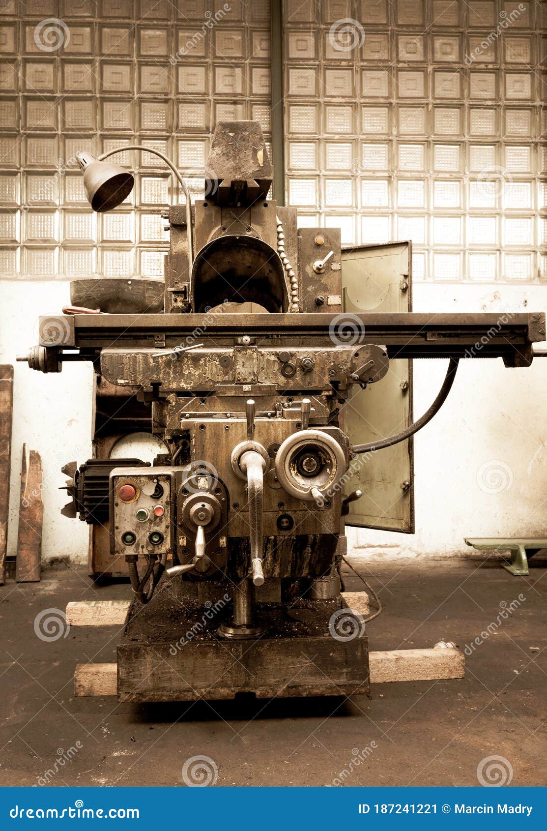 Old Ironworks Machine in Retro Fashioned Frame Stock Image - Image of ...