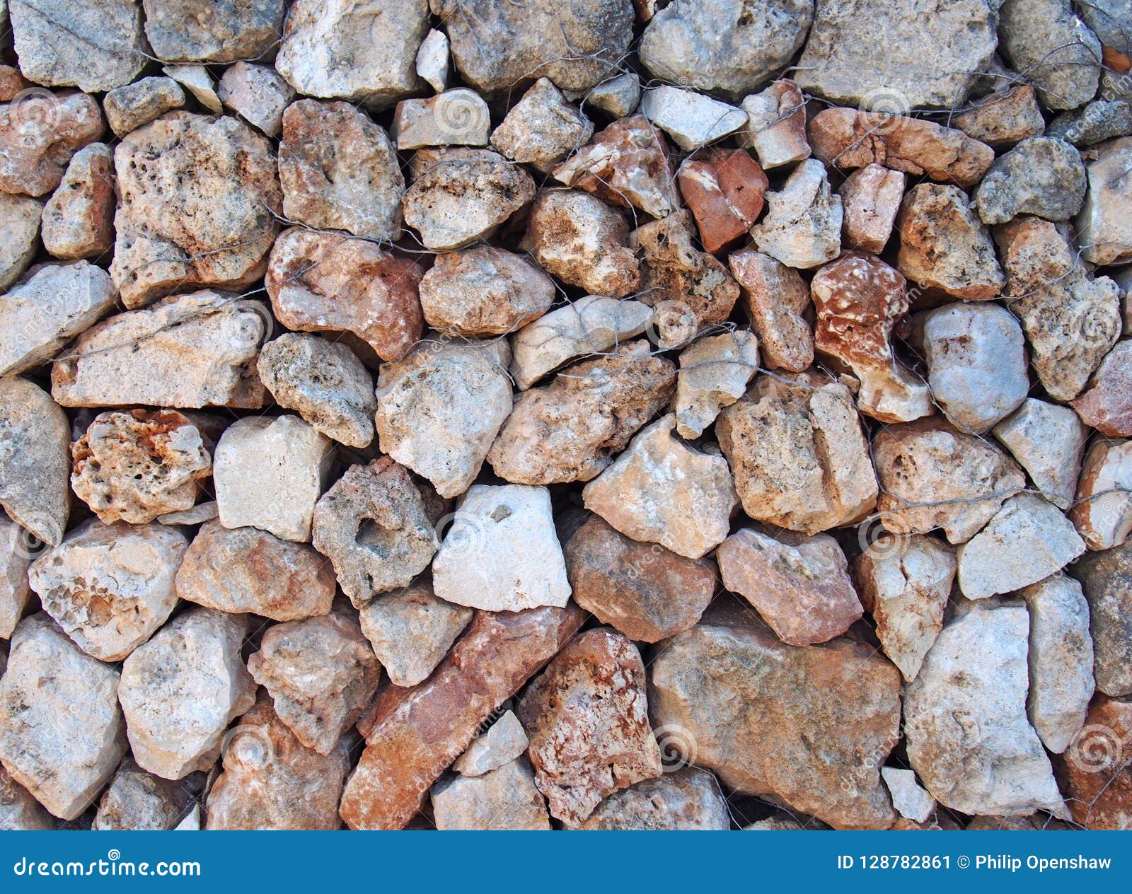 Irregular Loose Stone Wall Made of Large Textured Brown and White ...