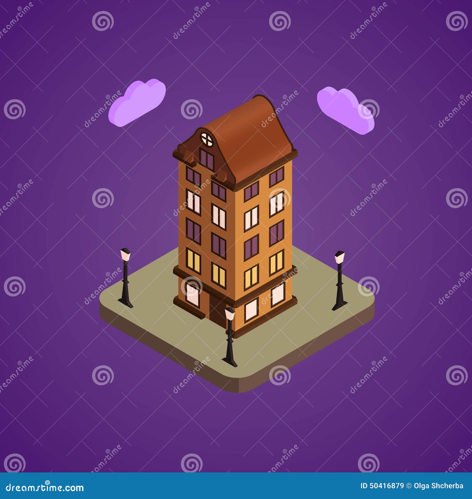 Old isometric house stock vector. Illustration of awnings - 50416879