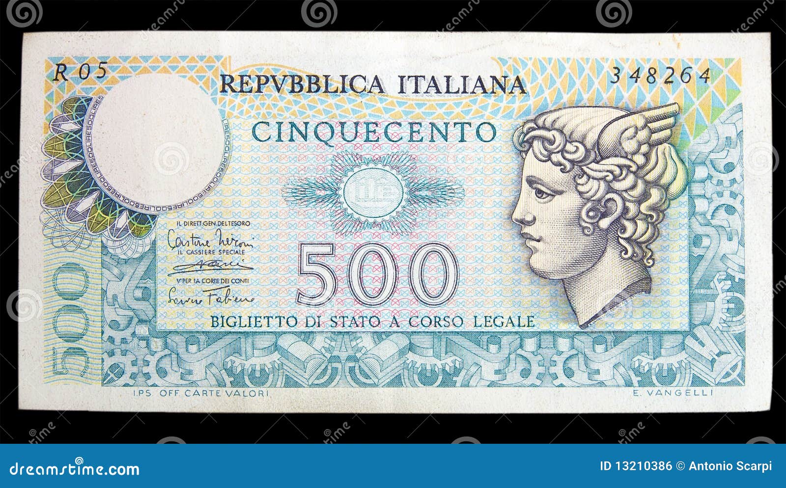 Old italian banknote stock photo. Image of bank, europe - 13210386