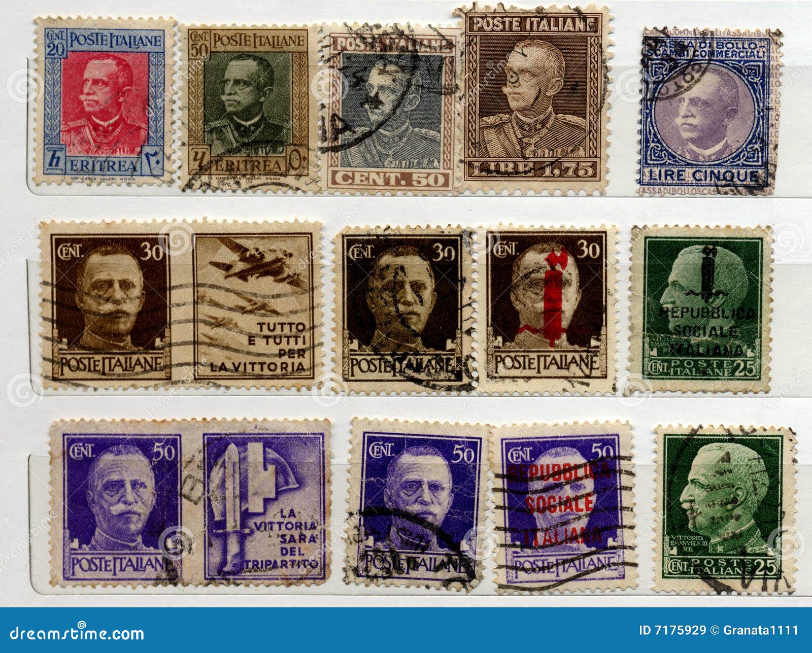 Old italian Stamps editorial stock image. Image of document - 7175929