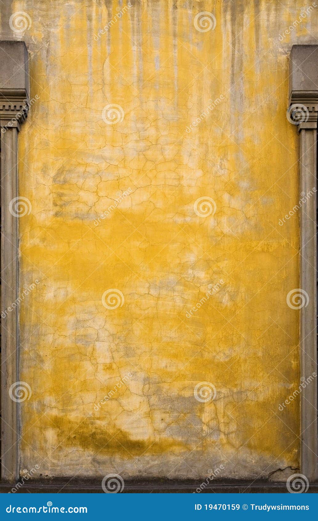 Old Italian Yellow Wall with Posts. Stock Image - Image of mottled ...