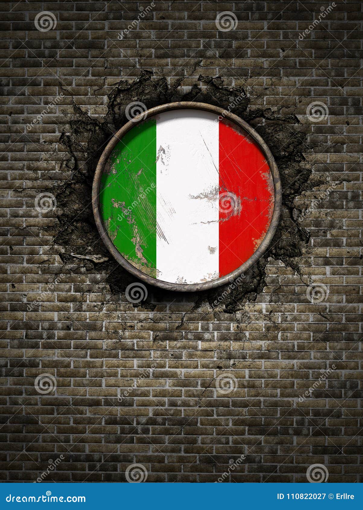 Old Italy Flag in Brick Wall Stock Illustration - Illustration of rome ...