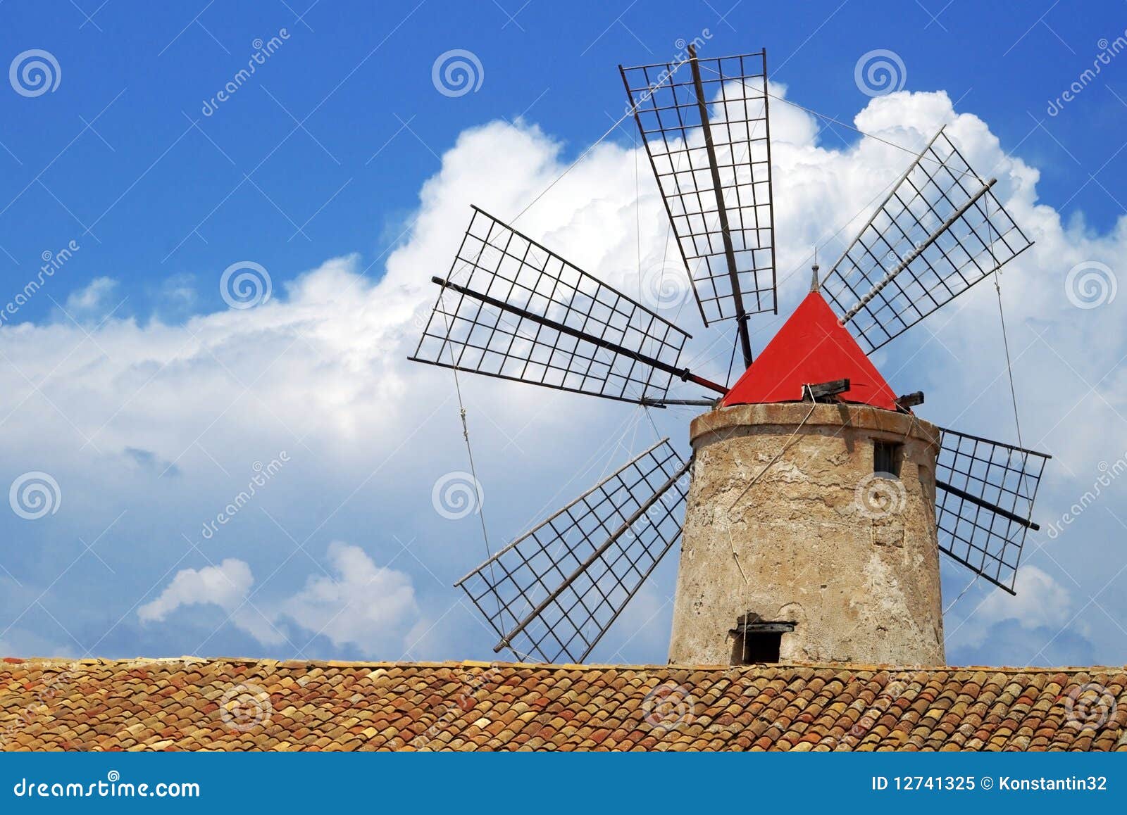 Old Italy ,Sicily, Windmill at Trapani Stock Image - Image of ...