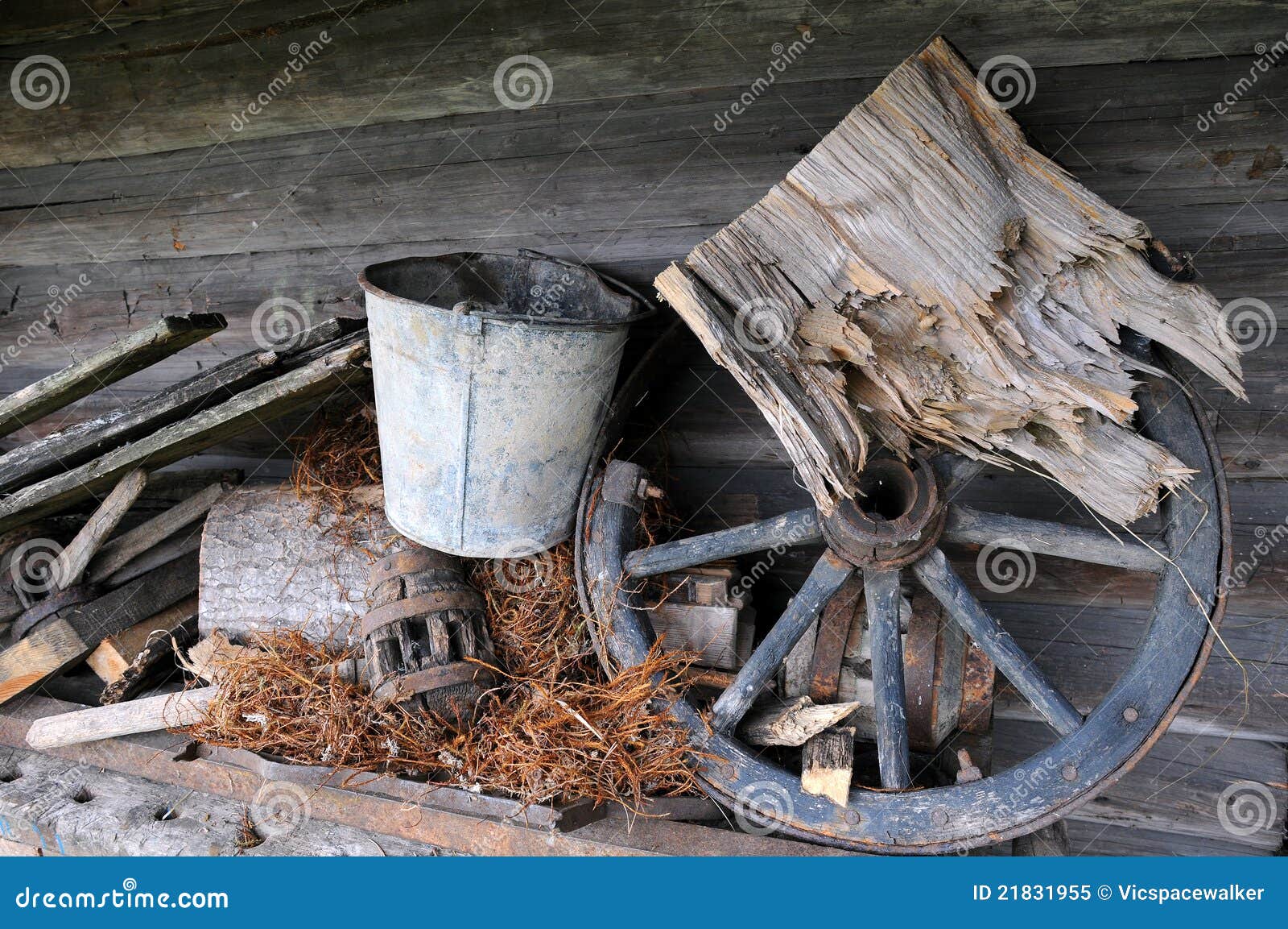 Old Abandoned Items In The Wooden Attic Of The Old House Stock ...