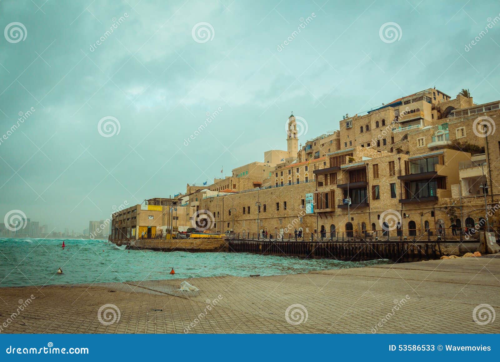 Old Jaffa on a cloudy day stock image. Image of middle - 53586533