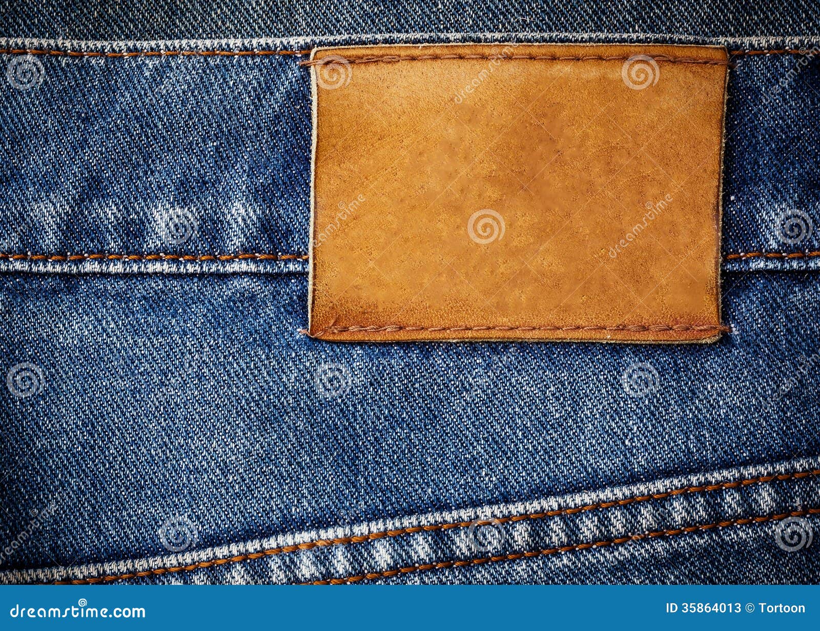 Old Jeans Texture with Leather Label Background Stock Image - Image of ...