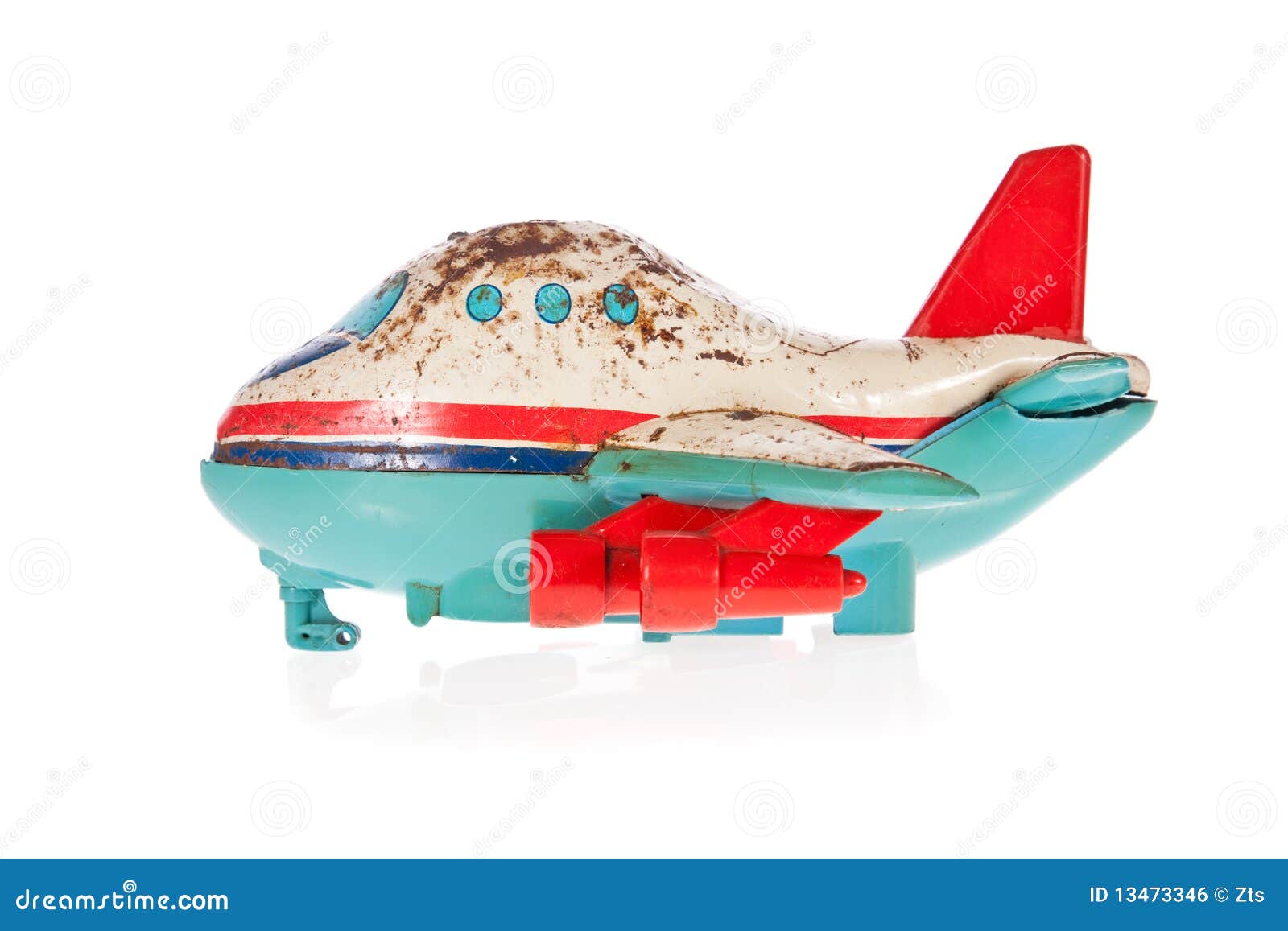 Old Jet Plane Tin Toy Isolated on White Stock Photo - Image of ...