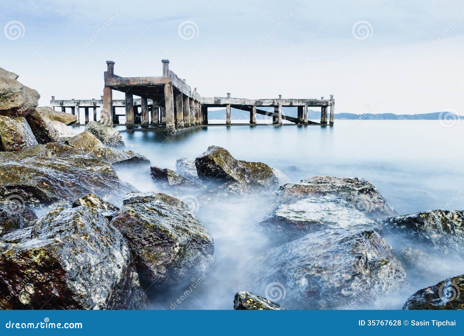 Old jetty and rocks stock photo. Image of black, australia - 35767628
