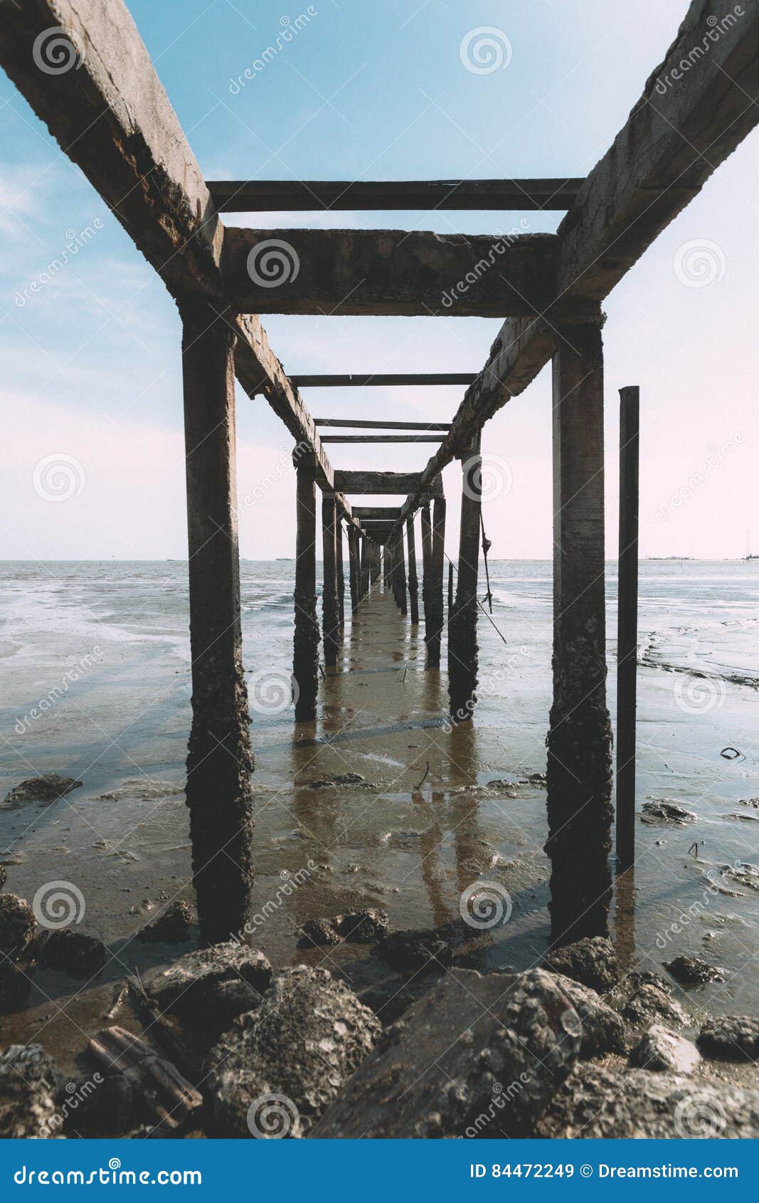 Old jetty by the sea stock image. Image of forgotten - 84472249