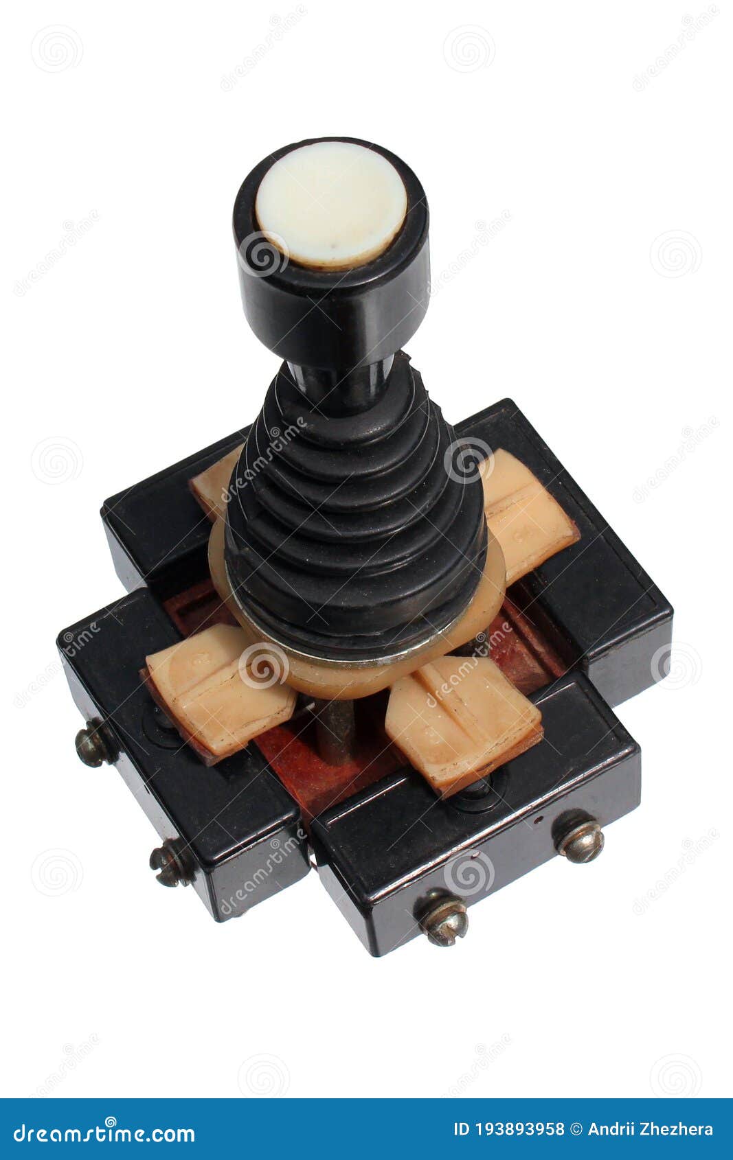 Old Joystick Made of Four Push Buttons and a Handle, Isolated Against ...