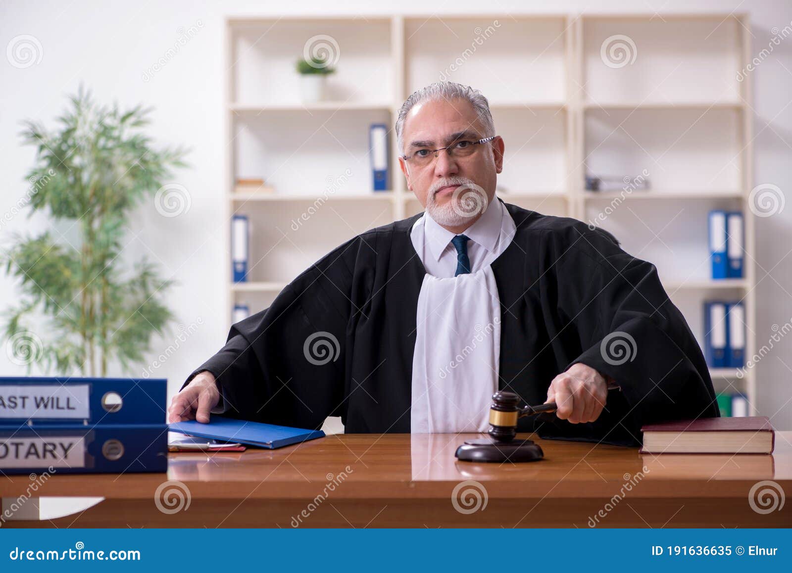 Old Male Judge Working in Courthouse Stock Image - Image of legally ...
