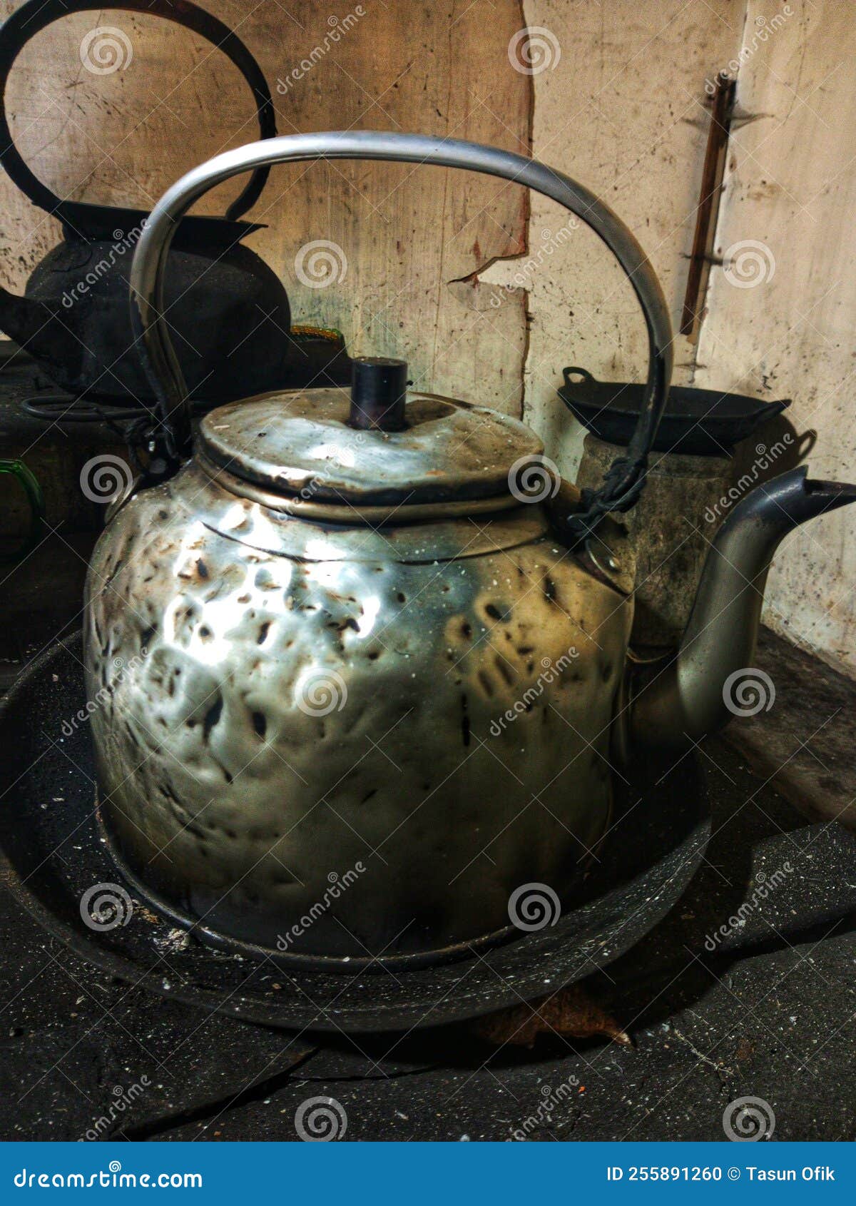 Old kettle with age stock photo. Image of traditional - 255891260