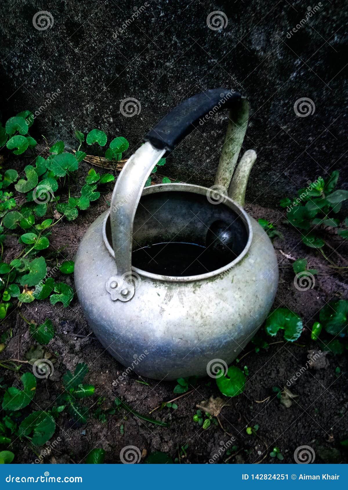 An Old Kettle with the Brick Wall Stock Image - Image of white ...