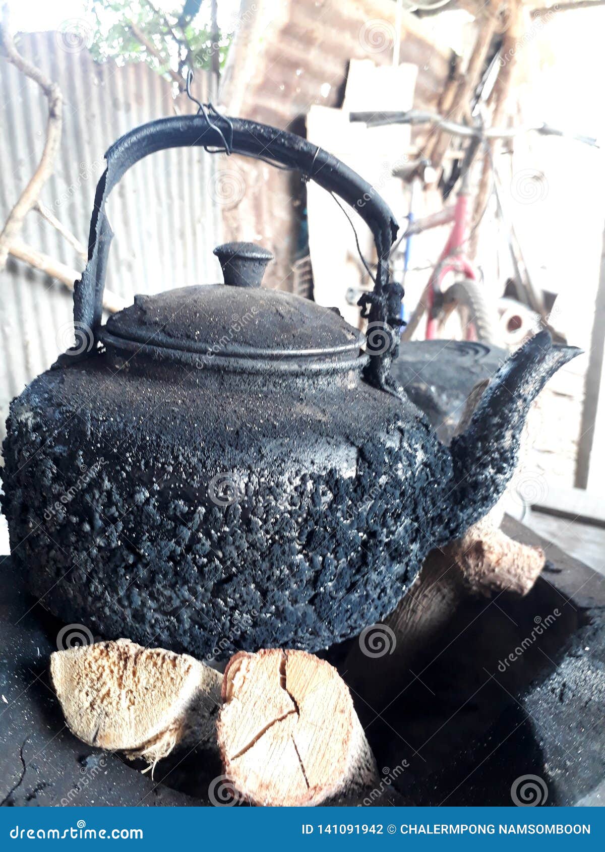 Old kettle stock photo. Image of located, kettle, soot - 141091942