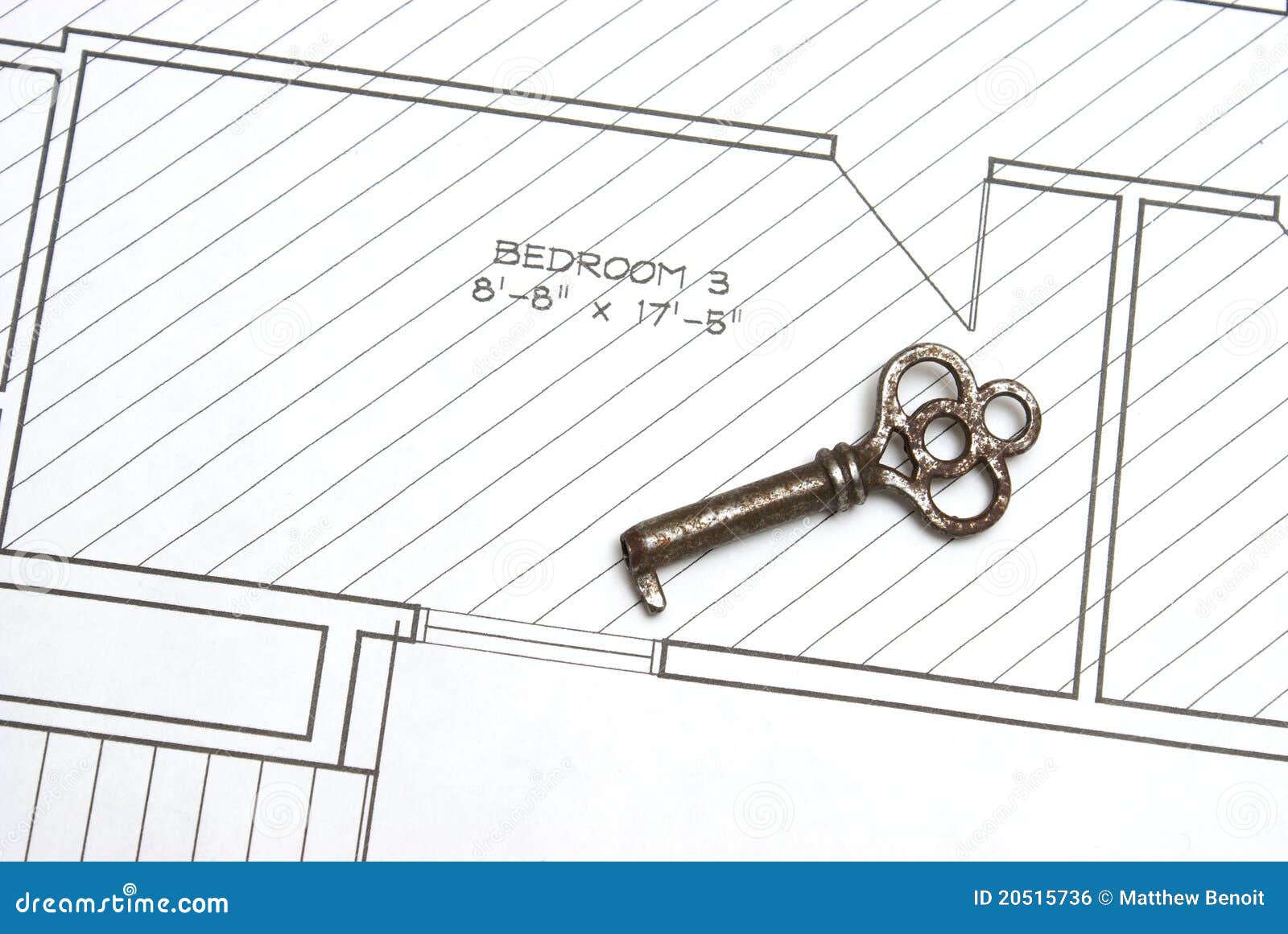 Old Key and Blueprints stock photo. Image of business - 20515736