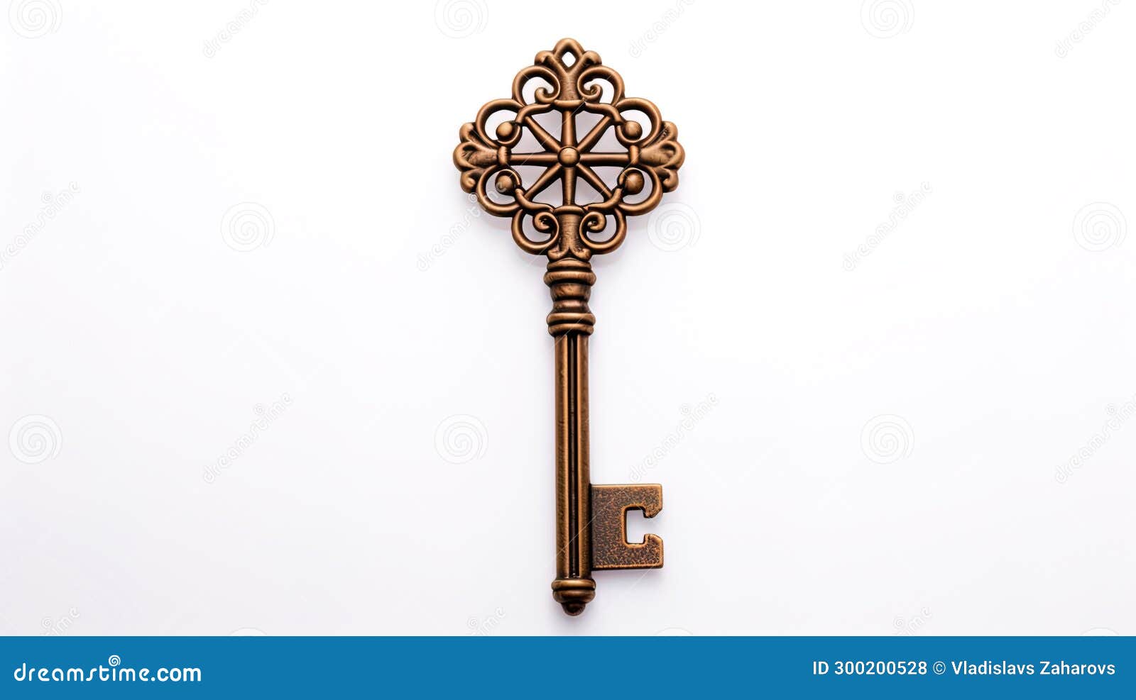 An Old Key in Isolation on a Pure White Background Stock Illustration ...