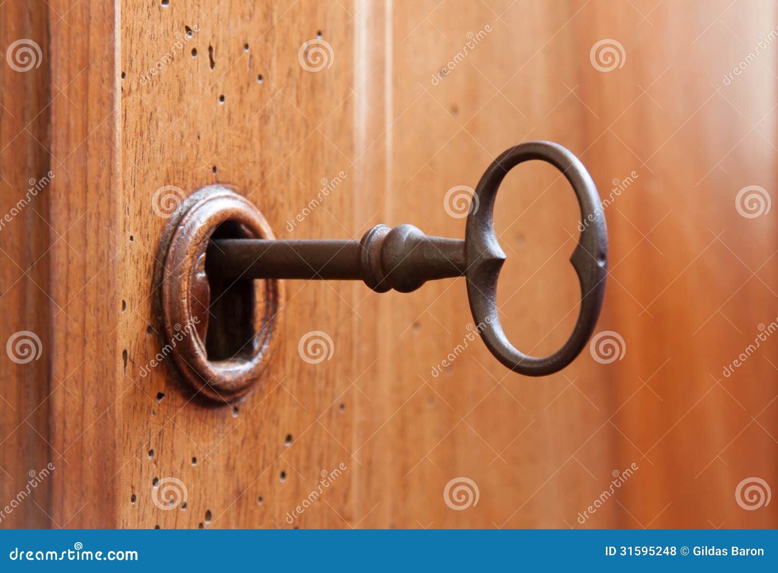 Old key in a keyhole stock photo. Image of close, closed - 31595248