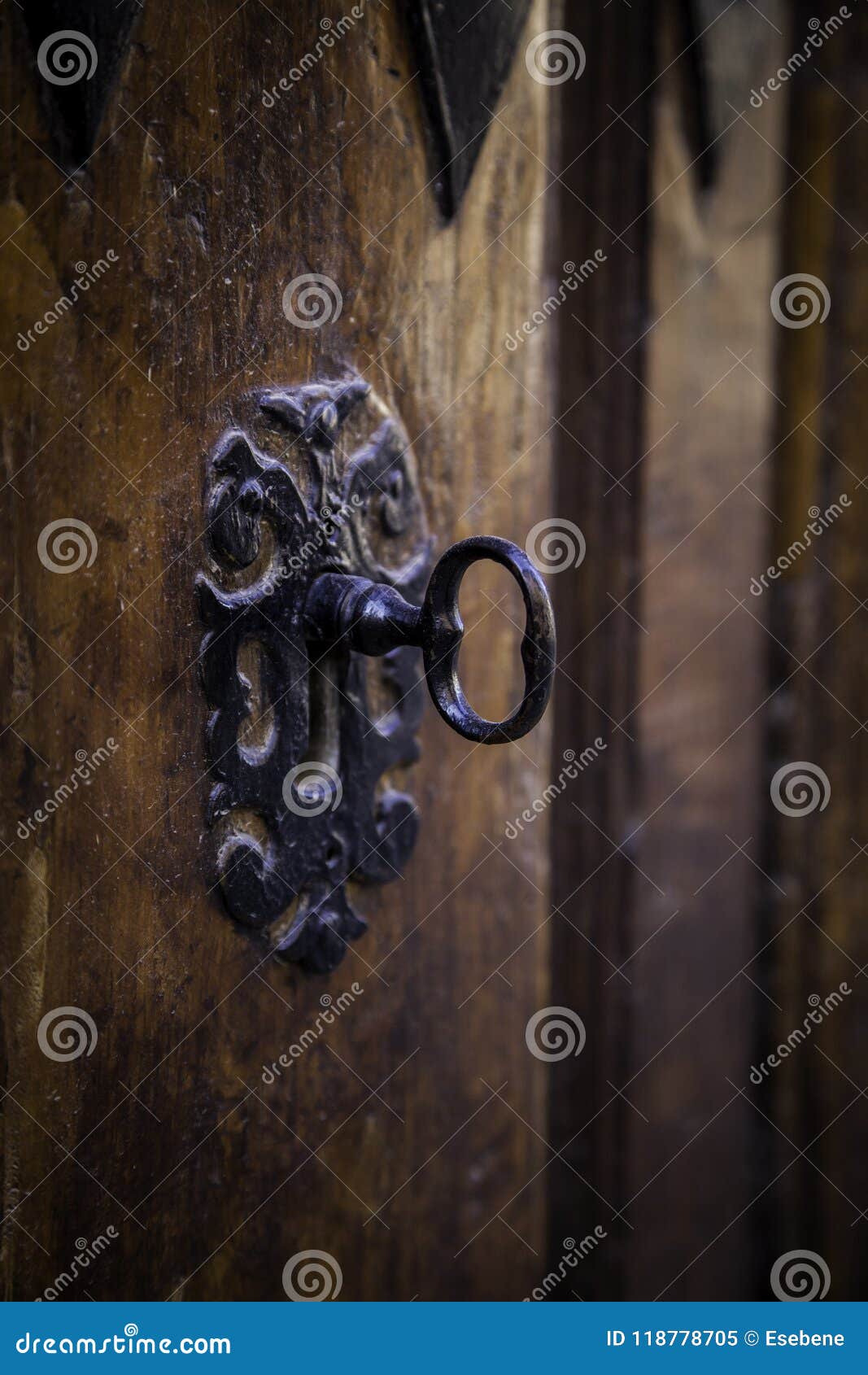 Old key in lock stock image. Image of iron, door, golden - 118778705
