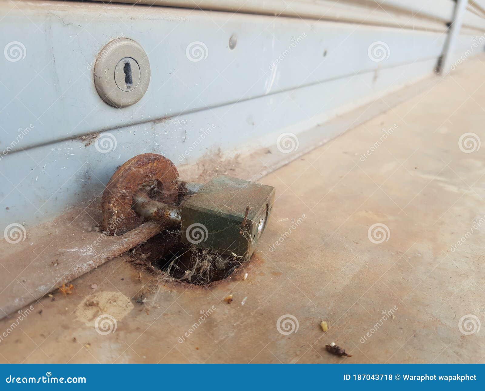 Old Key Lock Rolling Shutter Door Stock Photo - Image of automatic ...