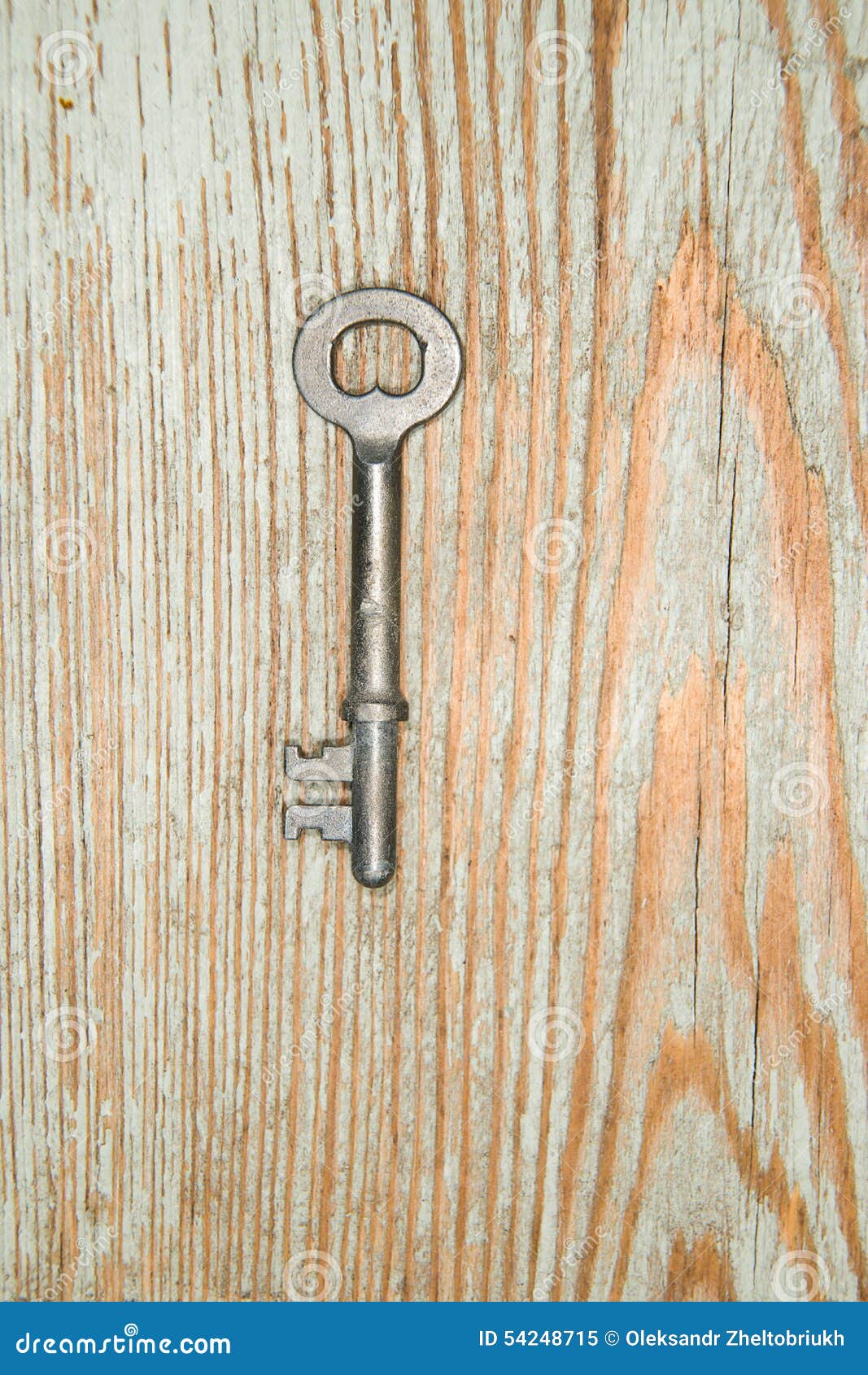 Old Key from the Lock on a Wooden Texture Stock Image - Image of ...