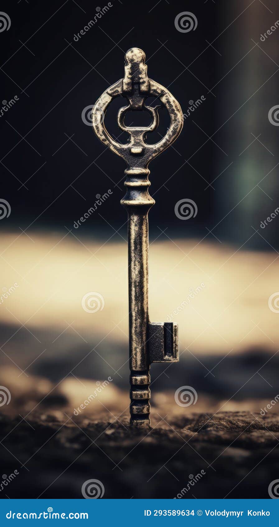 An Old Key is Sitting on the Ground Stock Illustration - Illustration ...