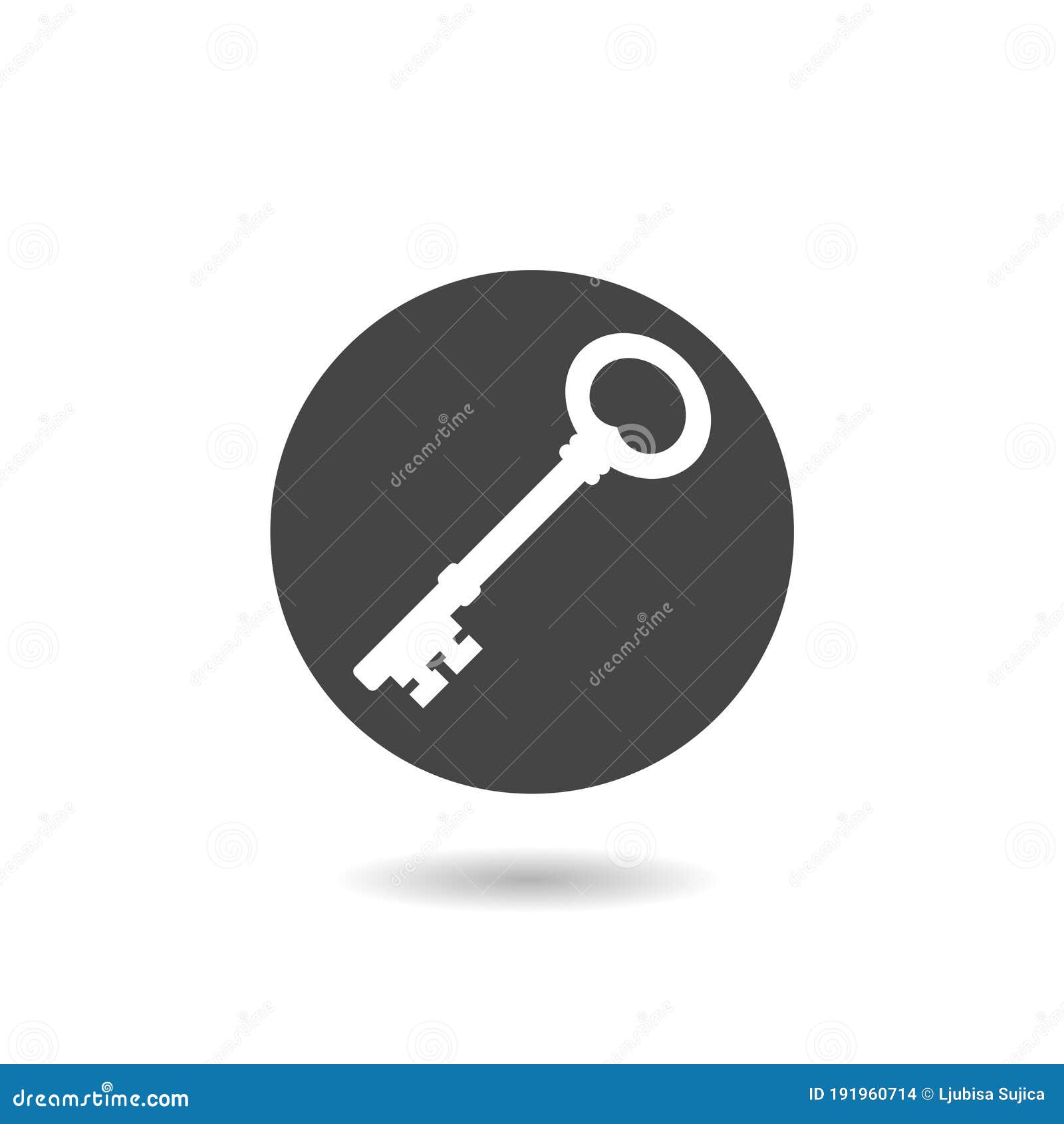 Old Key Symbol Icon with Shadow Stock Vector - Illustration of protect ...