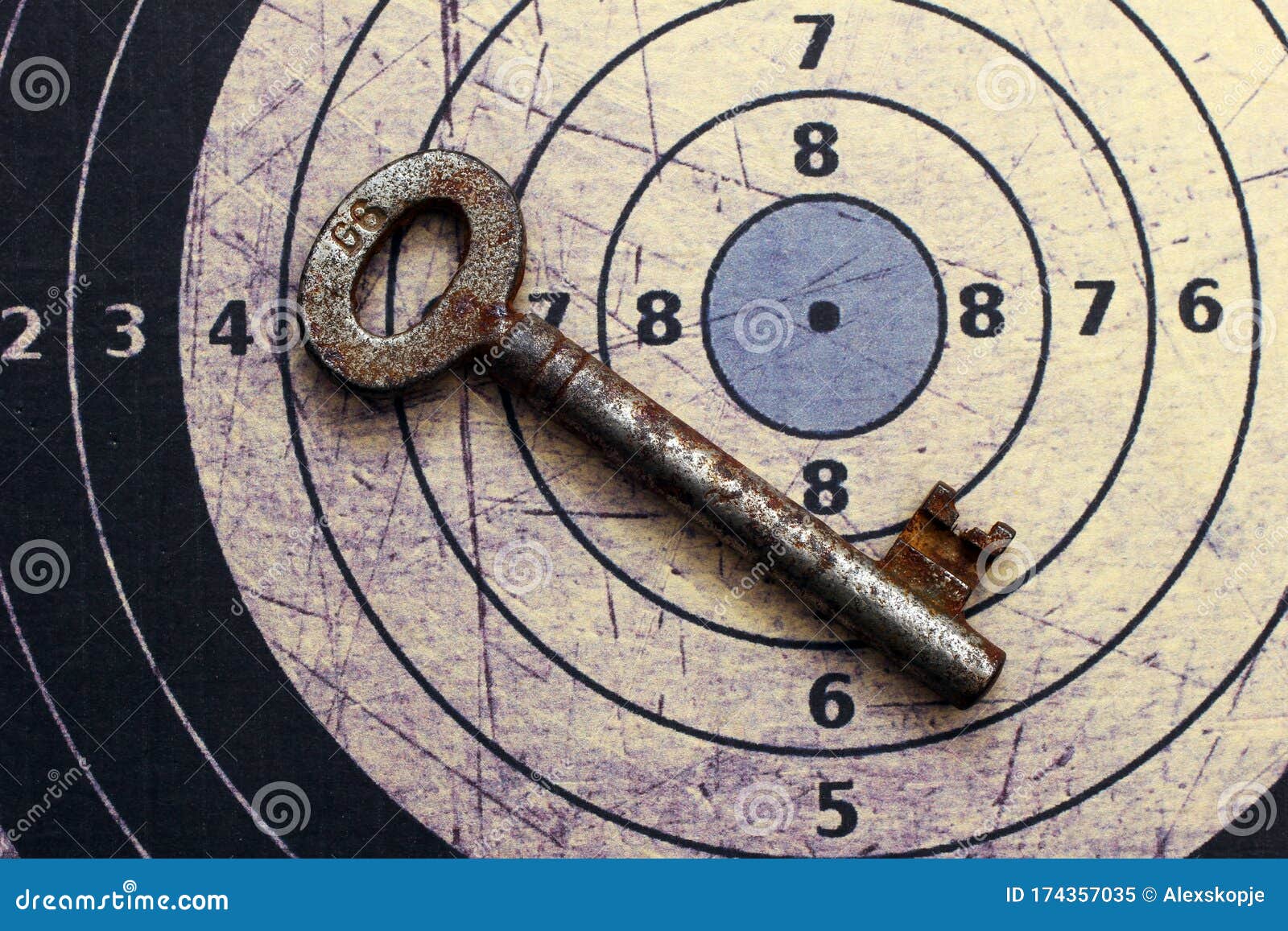 Old key on target stock image. Image of money, business - 174357035