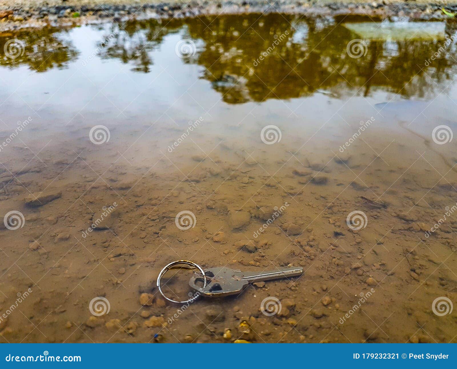 Old key in a water pool stock image. Image of shore - 179232321