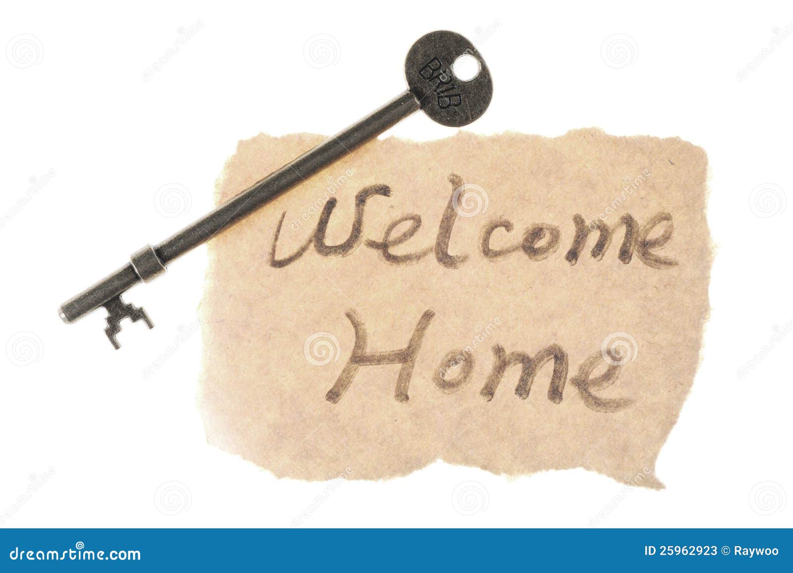 Old Key and Welcome Home Words Stock Image - Image of ownership, aged ...