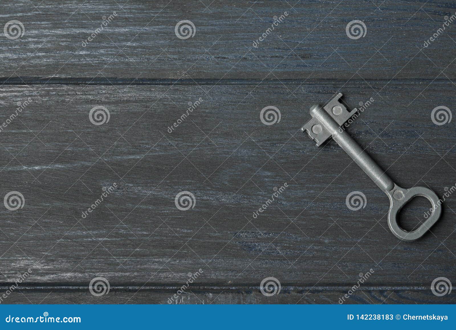 Old Key on Wooden Background, Top View Stock Image - Image of ornate ...