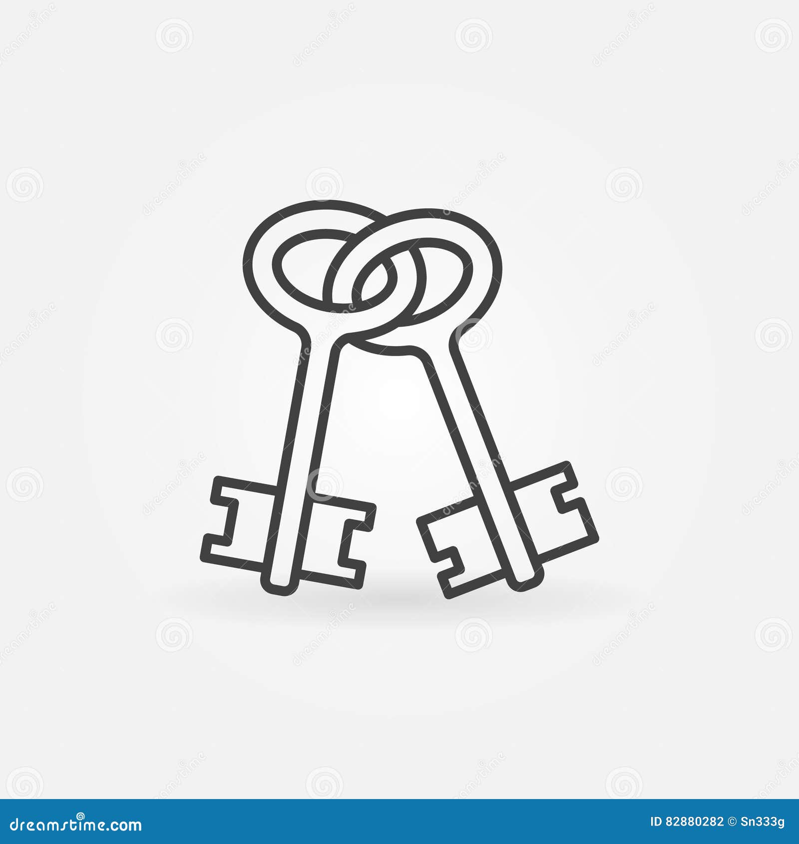 Two Keys Outline Flat Icon On White Cartoon Vector | CartoonDealer.com ...