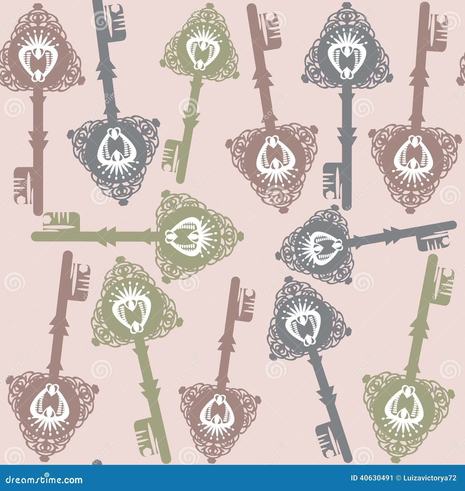 Old Keys Seamless Pattern, Vector Stock Vector - Illustration of ...