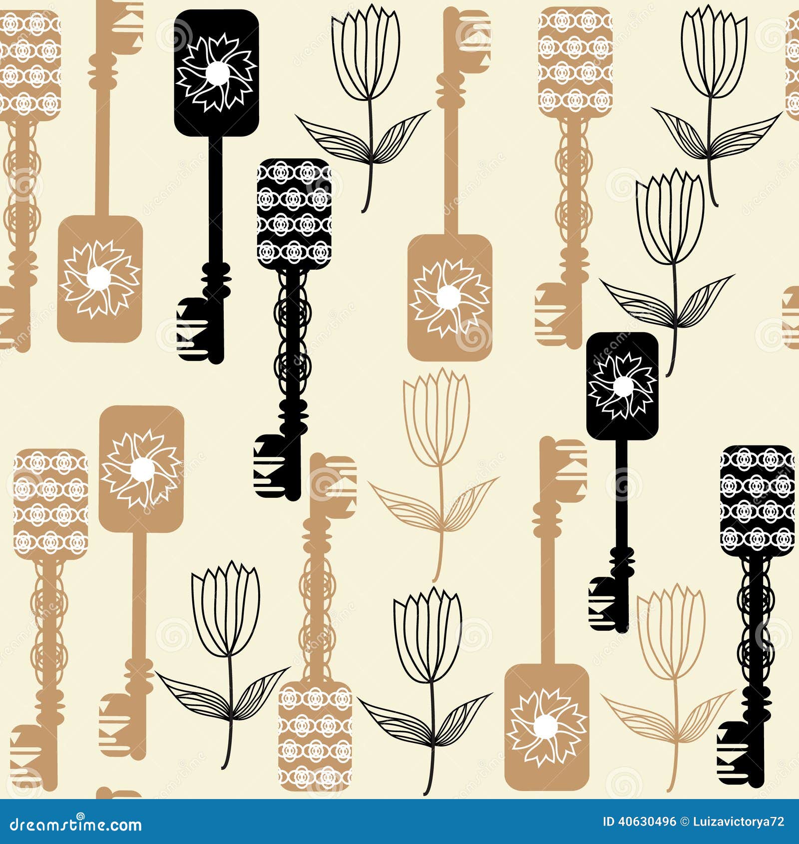 Old Keys Seamless Pattern, Vector Stock Vector - Illustration of ...