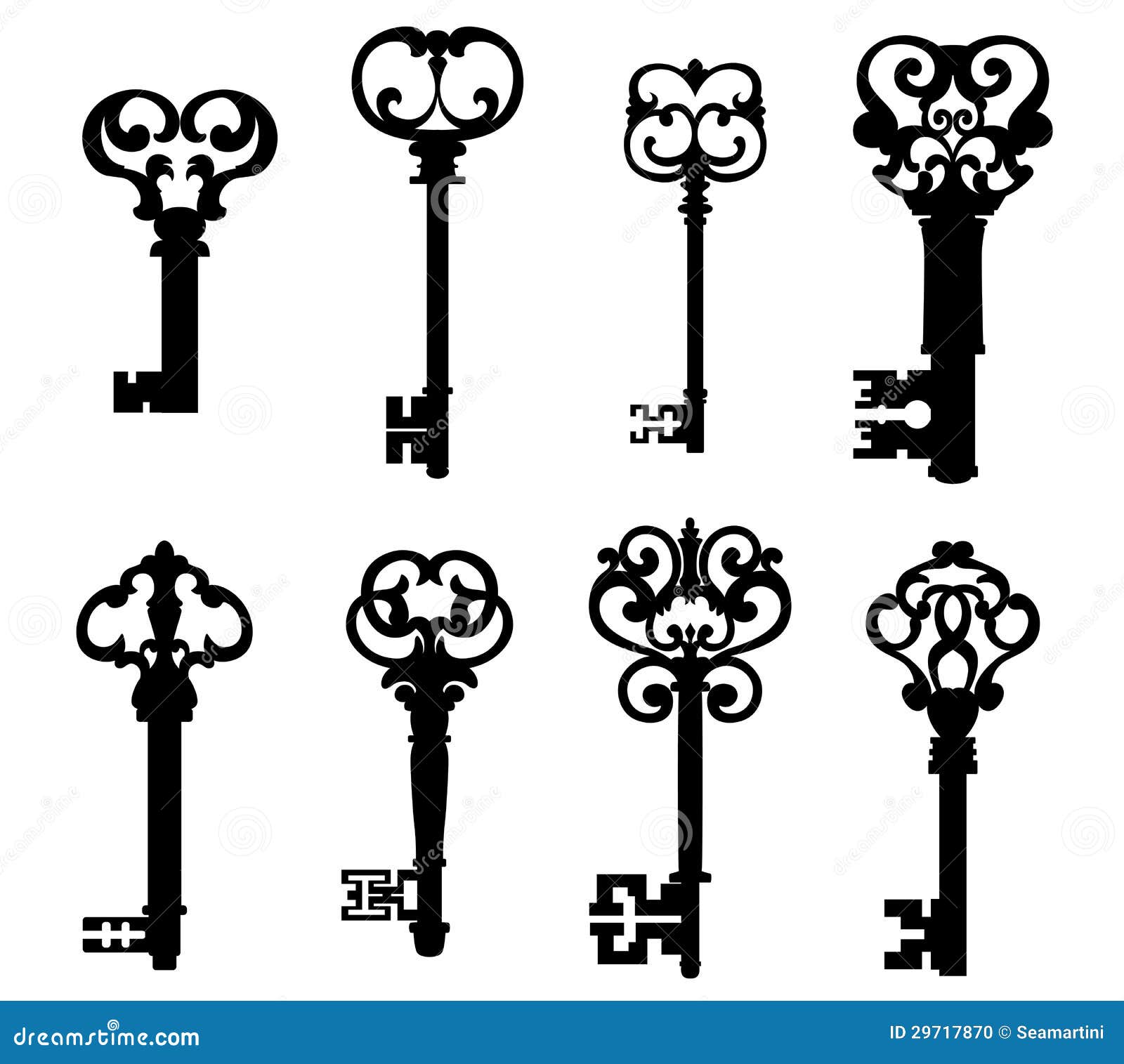 Old Keys Set in Retro Style Stock Vector - Illustration of background ...