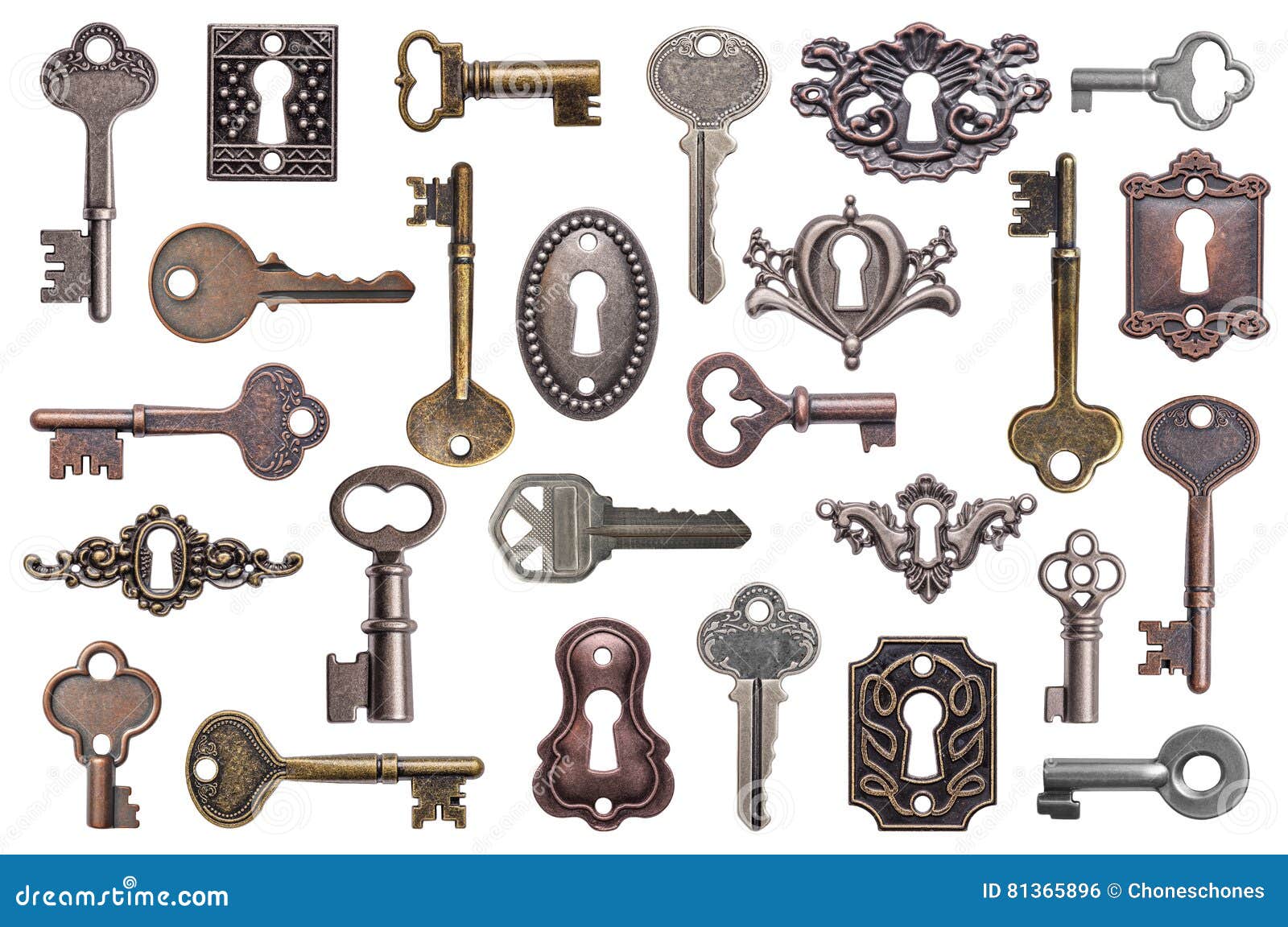 Old keys set stock photo. Image of keyhole, isolated - 81365896