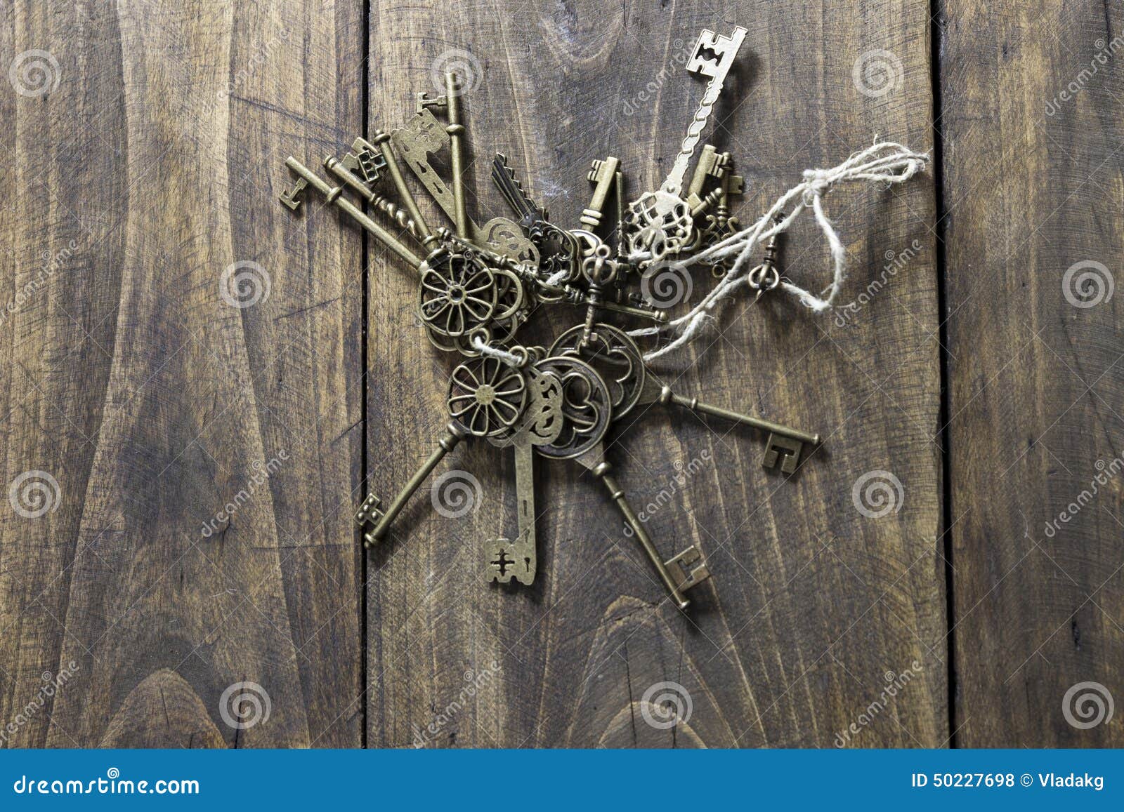 Old Keys Set on the Wooden Table Stock Photo - Image of antique ...