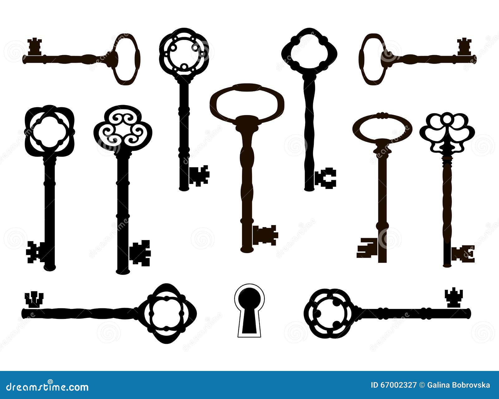 Old Keys Silhouettes. Retro Design Stock Vector - Illustration of close ... Old Keys Silhouettes. Retro Design Stock Vector - Illustration of close ...