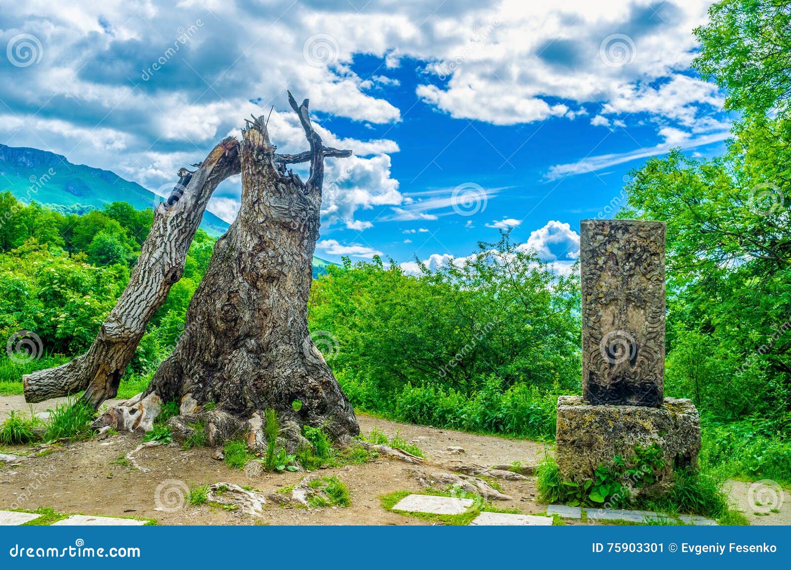 The old Khachkar stock image. Image of mountain, grigor - 75903301